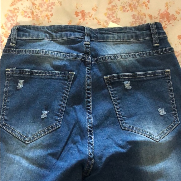 Jeans | Distressed Denim Jeans With Rhinestones | Poshmark